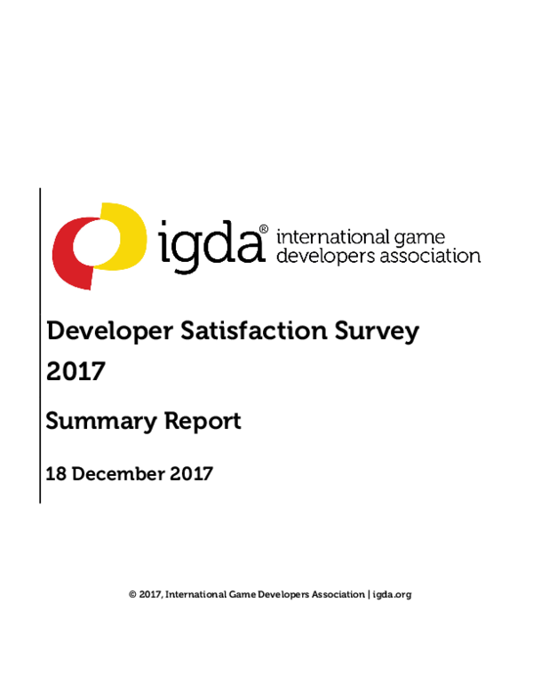 (PDF) Developer Satisfaction Survey 2017 Summary Report