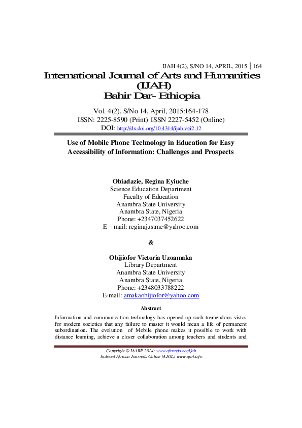 (PDF) Use of Mobile Phone Technology in Education for Easy ...