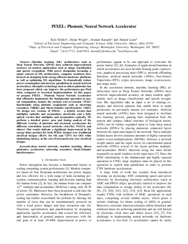 (PDF) PIXEL: Photonic Neural Network Accelerator