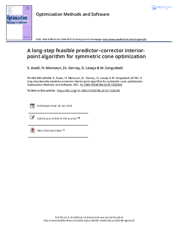 (PDF) A long-step feasible predictor–corrector interior-point algorithm for symmetric cone ...