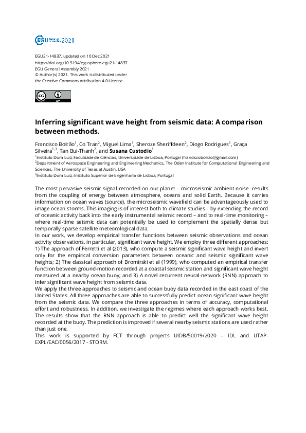 (PDF) Inferring significant wave height from seismic data: A comparison between methods | Diogo ...