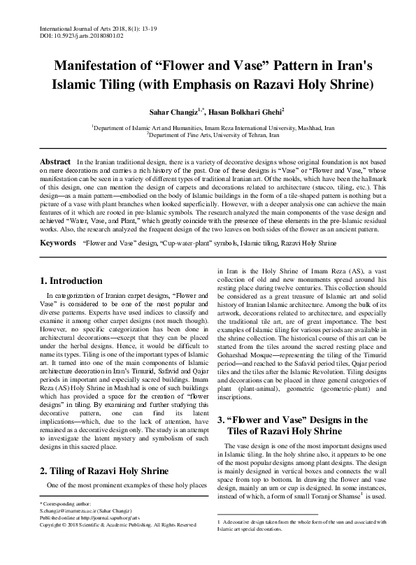 (PDF) Manifestation of “Flower and Vase” Pattern in Iran's Islamic ...