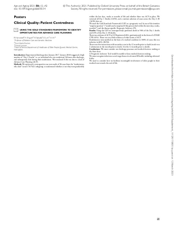 (PDF) 73 Using the Gold Standards Framework to Identify Opportunities ...