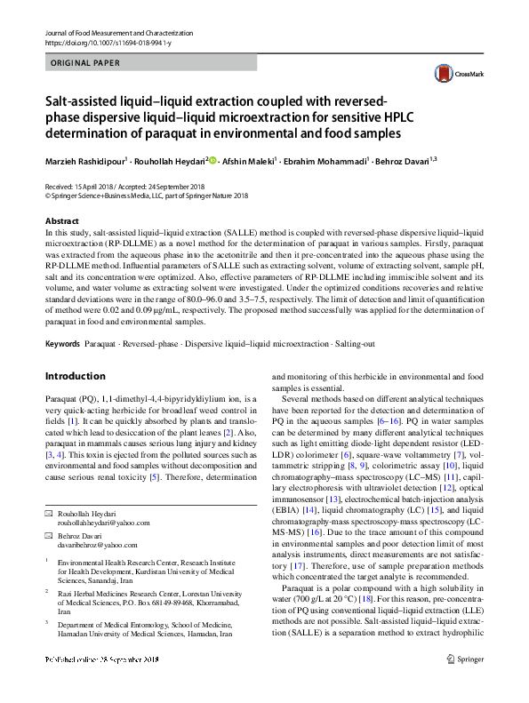 (PDF) Salt-assisted liquid–liquid extraction coupled with reversed ...
