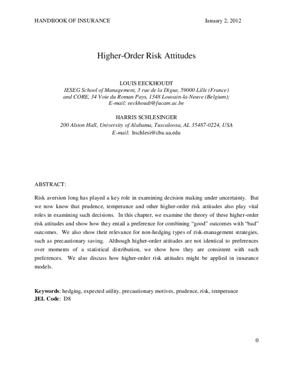 (PDF) Higher-Order Risk Attitudes