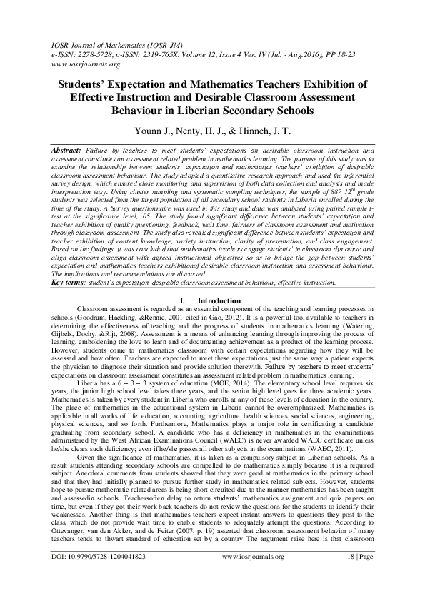 (PDF) Students’ Expectation and Mathematics Teachers Exhibition of ...