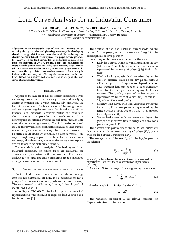 (PDF) Load curve analysis for an industrial consumer