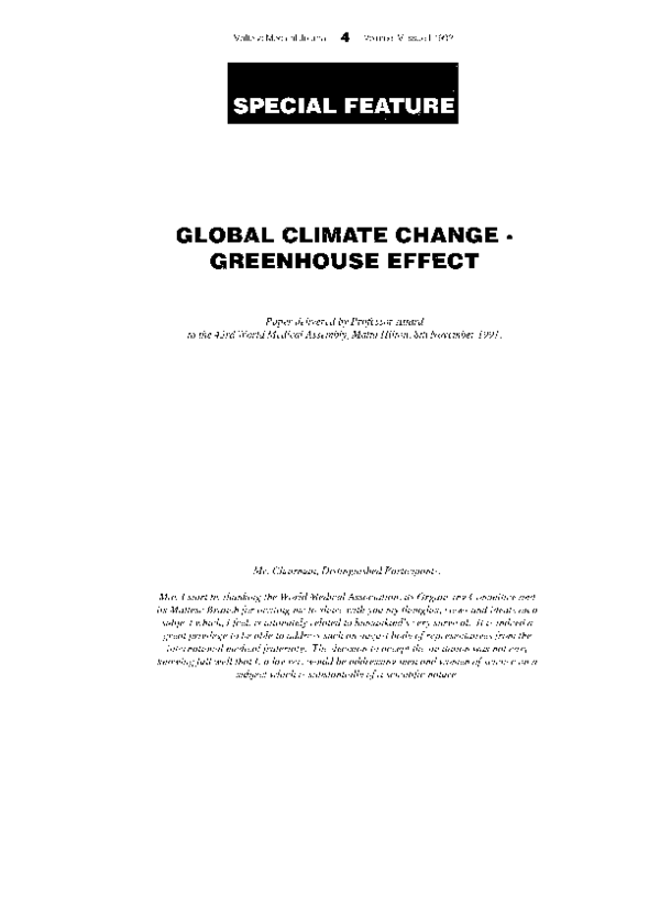 (PDF) Global climate change : greenhouse effect