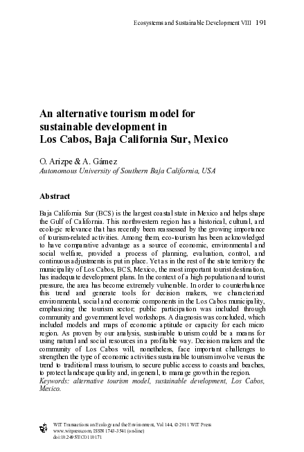 (PDF) An alternative tourism model for sustainable development in Los ...