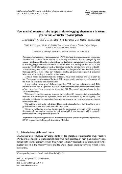 (PDF) New method to assess tube support plate clogging phenomena in ...