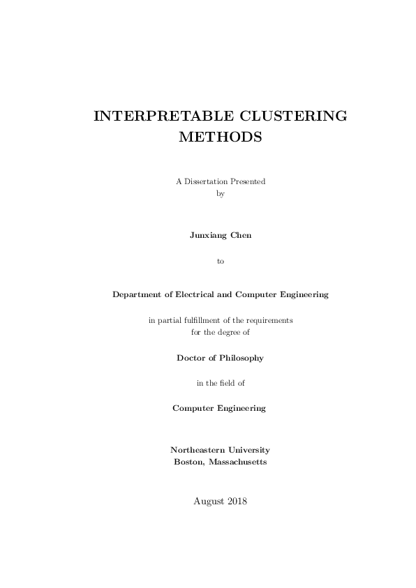 Pdf Interpretable Clustering Methods Junxiang Chen