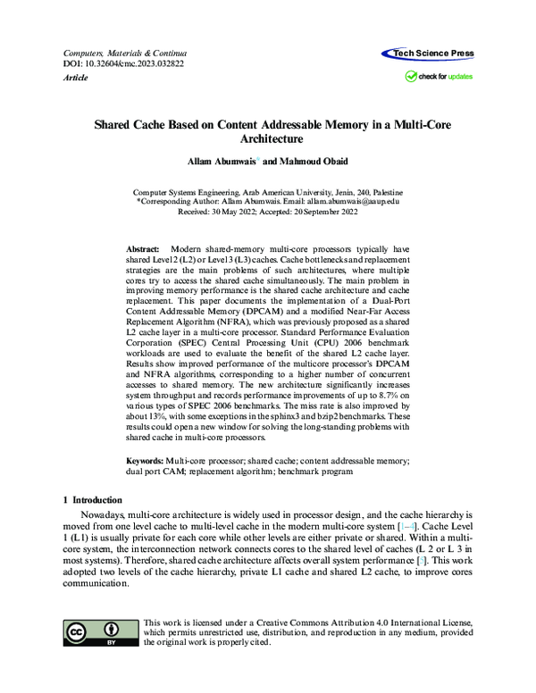 (PDF) Shared Cache Based on Content Addressable Memory in a Multi-Core Architecture