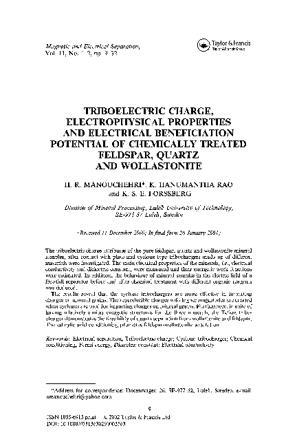 (PDF) Triboelectric Charge, Electrophysical Properties and Electrical ...