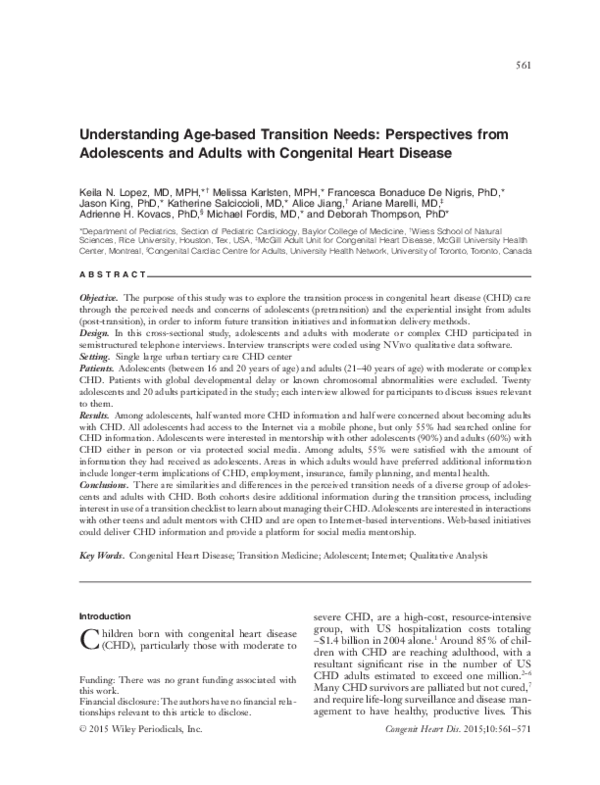 (PDF) Understanding Age-based Transition Needs: Perspectives from ...