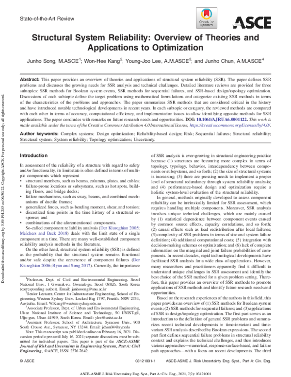 Pdf Structural System Reliability Overview Of Theories And Applications To Optimization