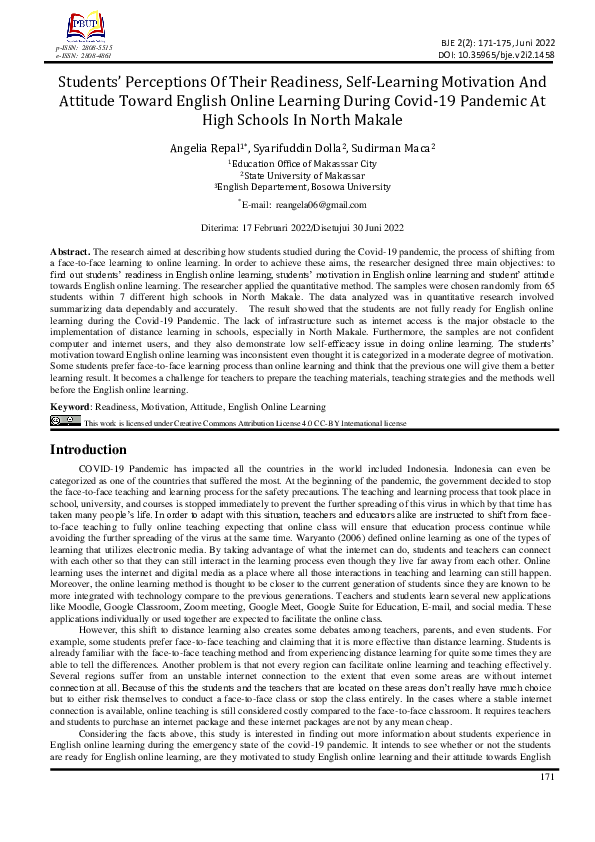 (PDF) Students’ Perceptions Of Their Readiness, Self-Learning ...