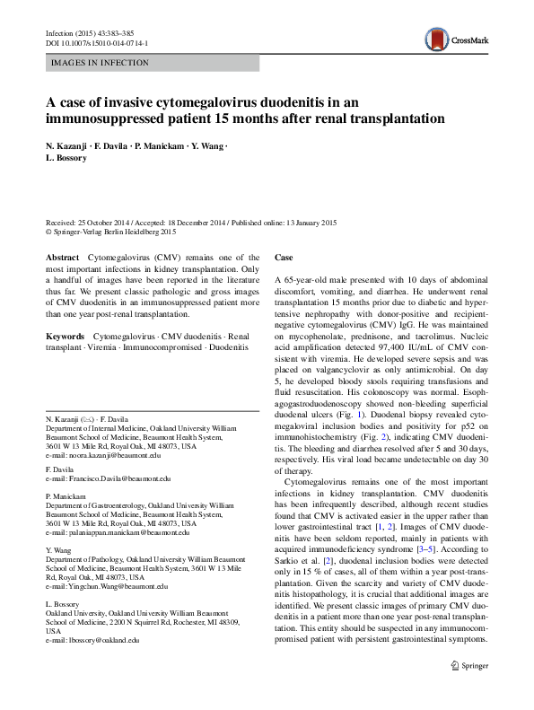 (PDF) A case of invasive cytomegalovirus duodenitis in an ...