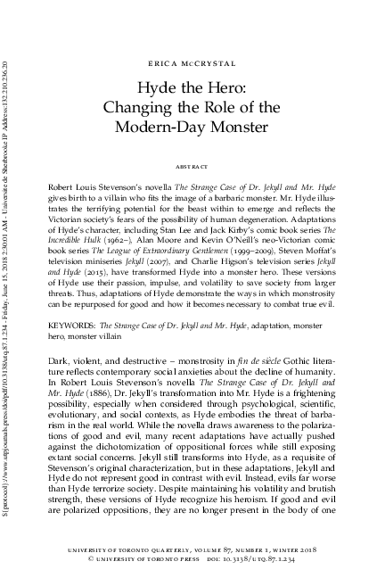 (PDF) Hyde the Hero: Changing the Role of the Modern-Day Monster