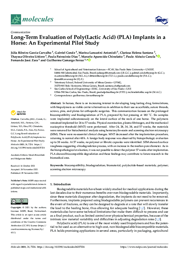 (PDF) Long-Term Evaluation of the Poly(Lactic Acid) (PLA) Implants in a ...