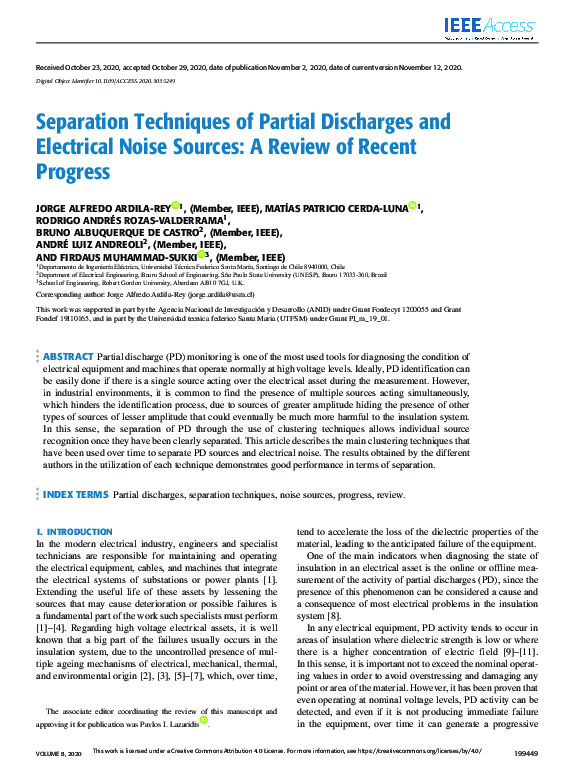(PDF) Separation Techniques of Partial Discharges and Electrical Noise Sources: A Review of ...