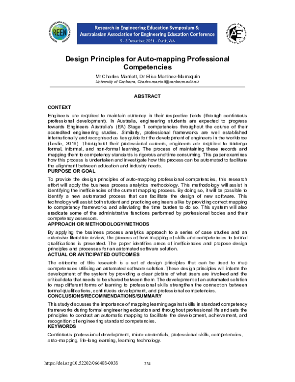(PDF) Design Principles for Auto-mapping Professional Competencies