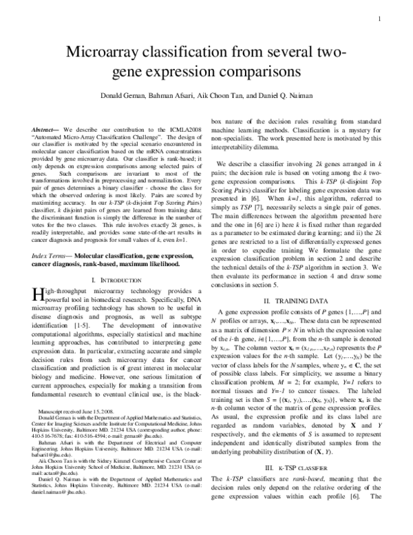 Pdf Automated Micro Array Classification Challenge” The Design Of