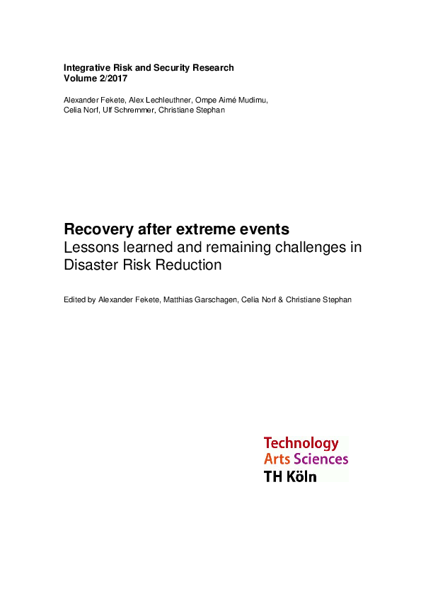 (PDF) Recovery after extreme events - Lessons learned and remaining ...
