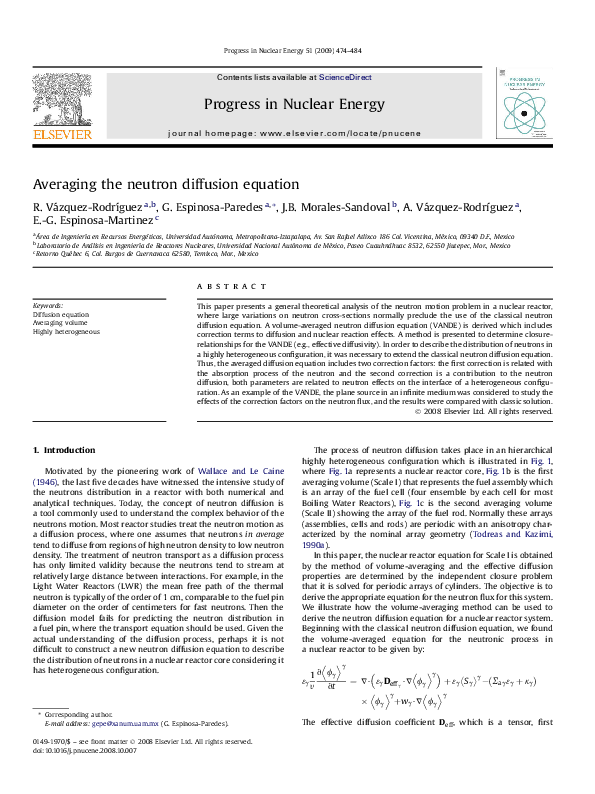 (PDF) Averaging the neutron diffusion equation