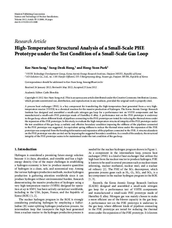 (PDF) High-Temperature Structural Analysis of a Small-Scale PHE ...