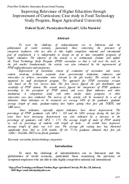 (PDF) Improving Relevance of Higher Education through Improvement of Curriculum; Case study in ...