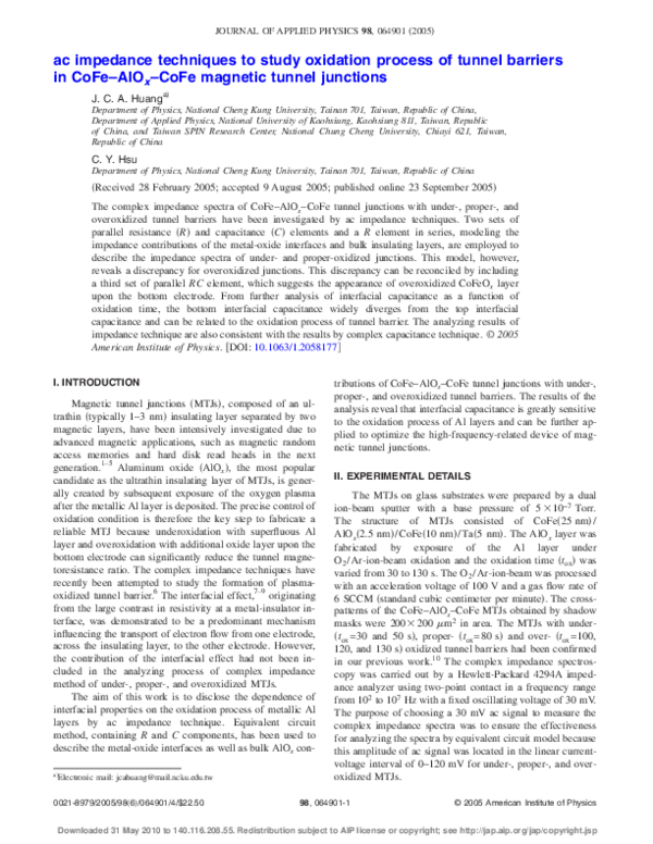 (PDF) ac impedance techniques to study oxidation process of tunnel ...