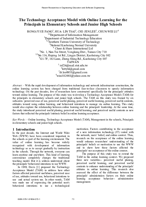 (PDF) The technology acceptance model with online learning for the ...