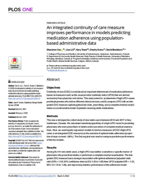 (PDF) An integrated continuity of care measure improves performance in ...