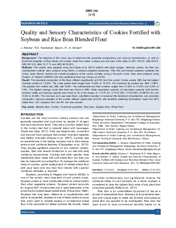 (PDF) Quality and Sensory Characteristics of Cookies Fortified with ...