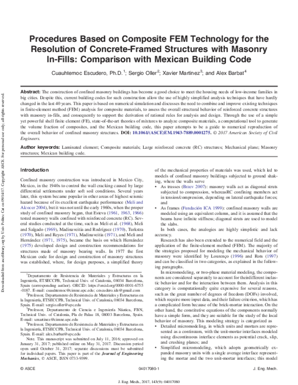 (PDF) Procedures Based on Composite FEM Technology for the Resolution of Concrete-Framed ...
