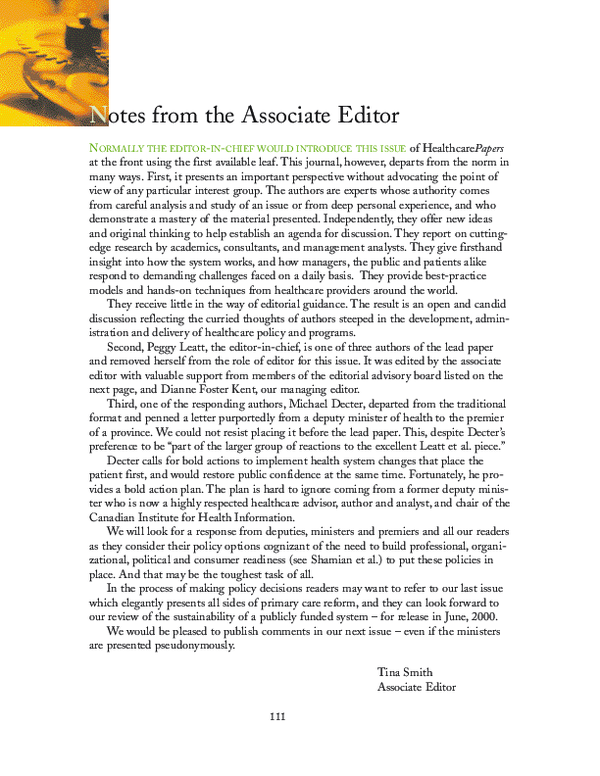 (PDF) Notes from the Associate Editor