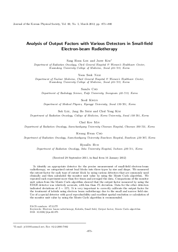 (PDF) Effectiveness of Detectors in Small-Field Electron Radiotherapy