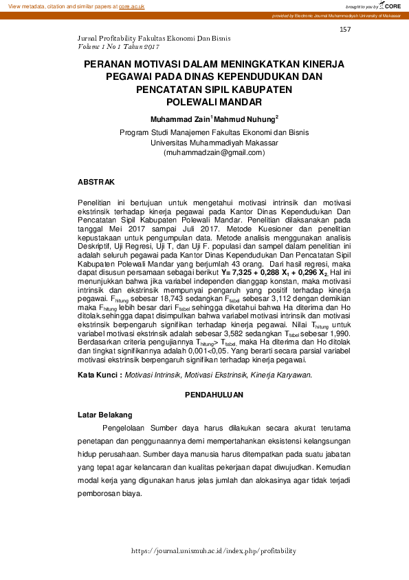 (PDF) Peranan Motivasi Dalam Meningkatkan Kinerja Pegawai Pada Dinas Kependudukan Dan Pencatatan ...