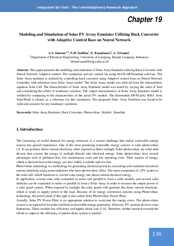 (PDF) Chapter 19 Modeling and Simulation of Solar PV Array Emulator ... (PDF) Chapter 19 Modeling and Simulation of Solar PV Array Emulator ...