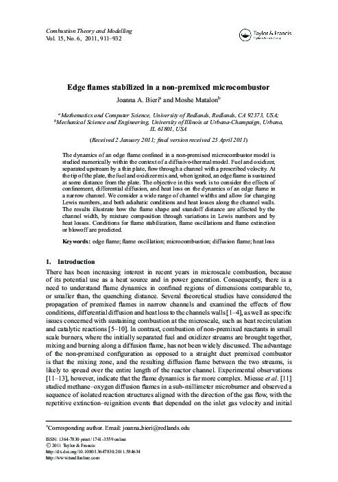 (PDF) Edge flames stabilized in a non-premixed microcombustor