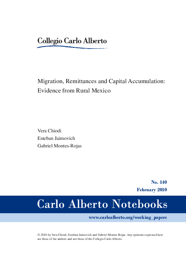 (PDF) Migration, Remittances and Capital Accumulation: Evidence from ...