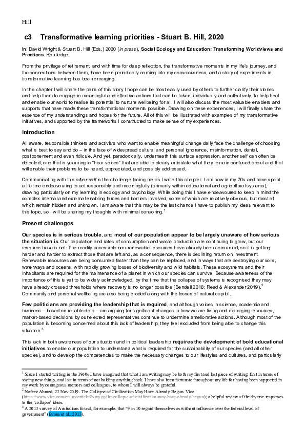 (DOC) Transformative learning priorities