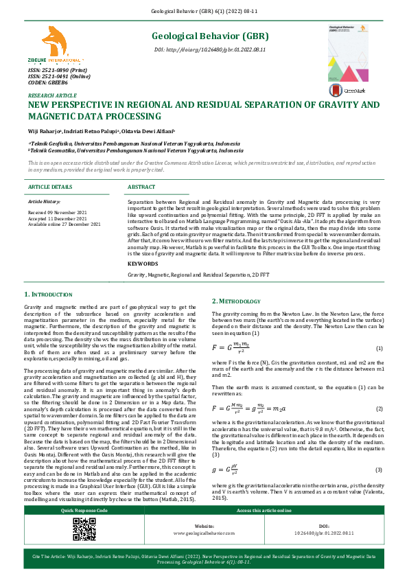 Pdf New Perspective In Regional And Residual Separation Of Gravity And Magnetic Data Processing