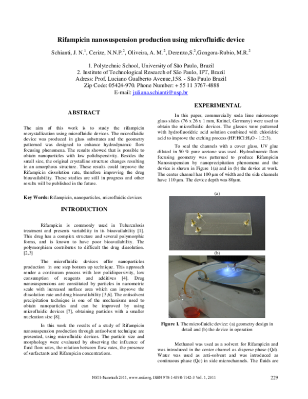 (PDF) Rifampicin Nanoprecipitation using Flow Focusing Microfluidic Device | Silas Derenzo ...