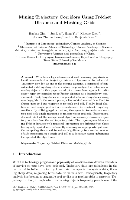 (PDF) Mining Trajectory Corridors Using Fréchet Distance and Meshing Grids