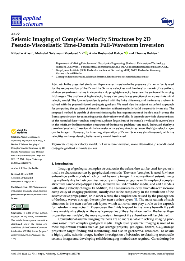 (PDF) Seismic Imaging of Complex Velocity Structures by 2D Pseudo ...