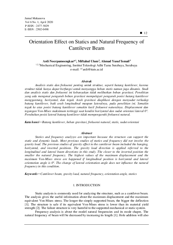 (PDF) Orientation Effect on Statics and Natural Frequency of Cantilever Beam