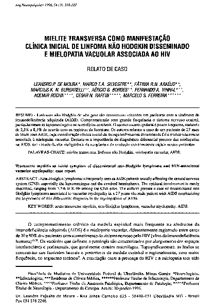 (PDF) Mielite transversa como manifestação clínica inicial de linfoma ...