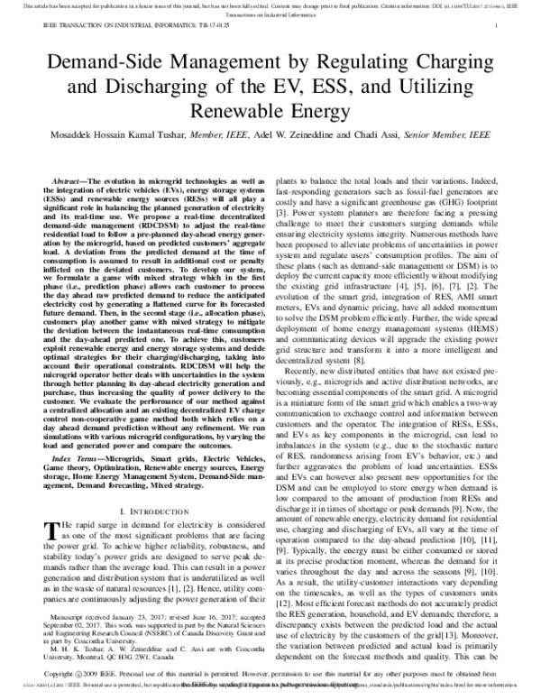 (PDF) Demand-Side Management by Regulating Charging and Discharging of ...