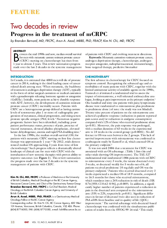 (PDF) Progress in the treatment of mCRPC